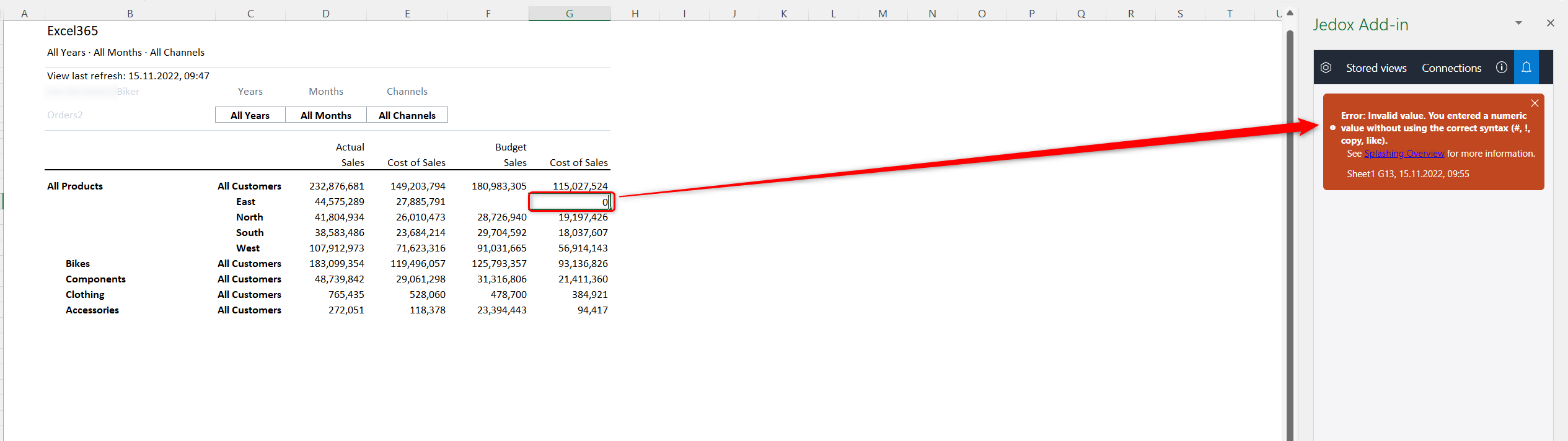 Available features in Jedox Add-in for Excel 365