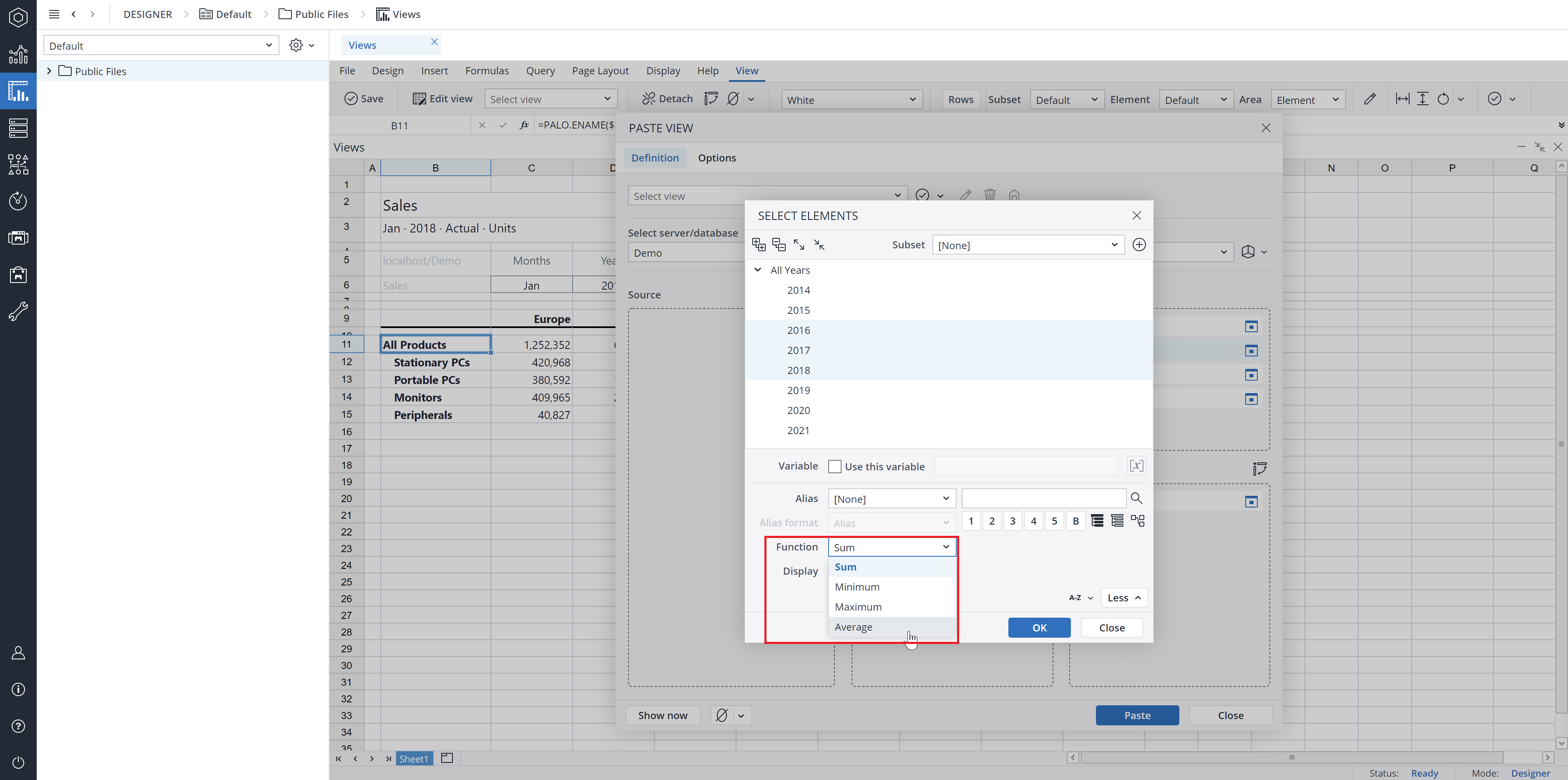Creating a Jedox View