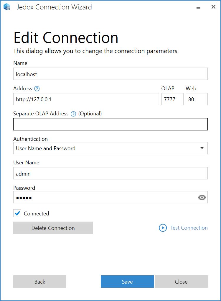 Connection Wizard in Excel Add-in
