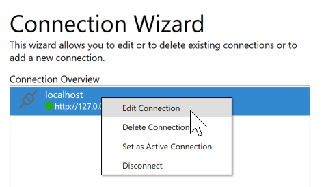 Connection Wizard in Excel Add-in