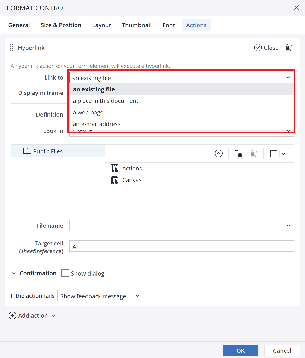 Jedox Web Actions: Hyperlink