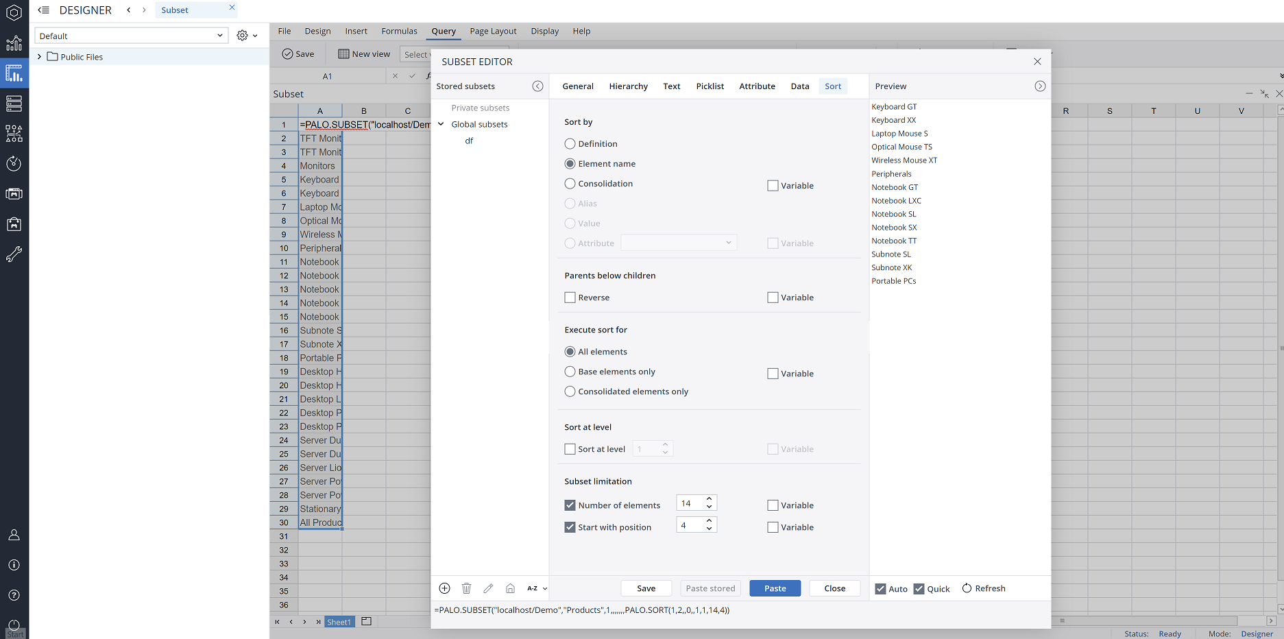 Manual Editing of Subset Editor Expressions